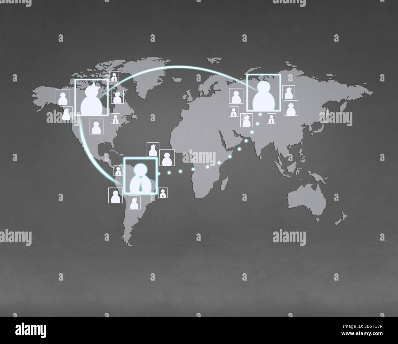 World map image. Gray concrete background Stock Photo - Alamy