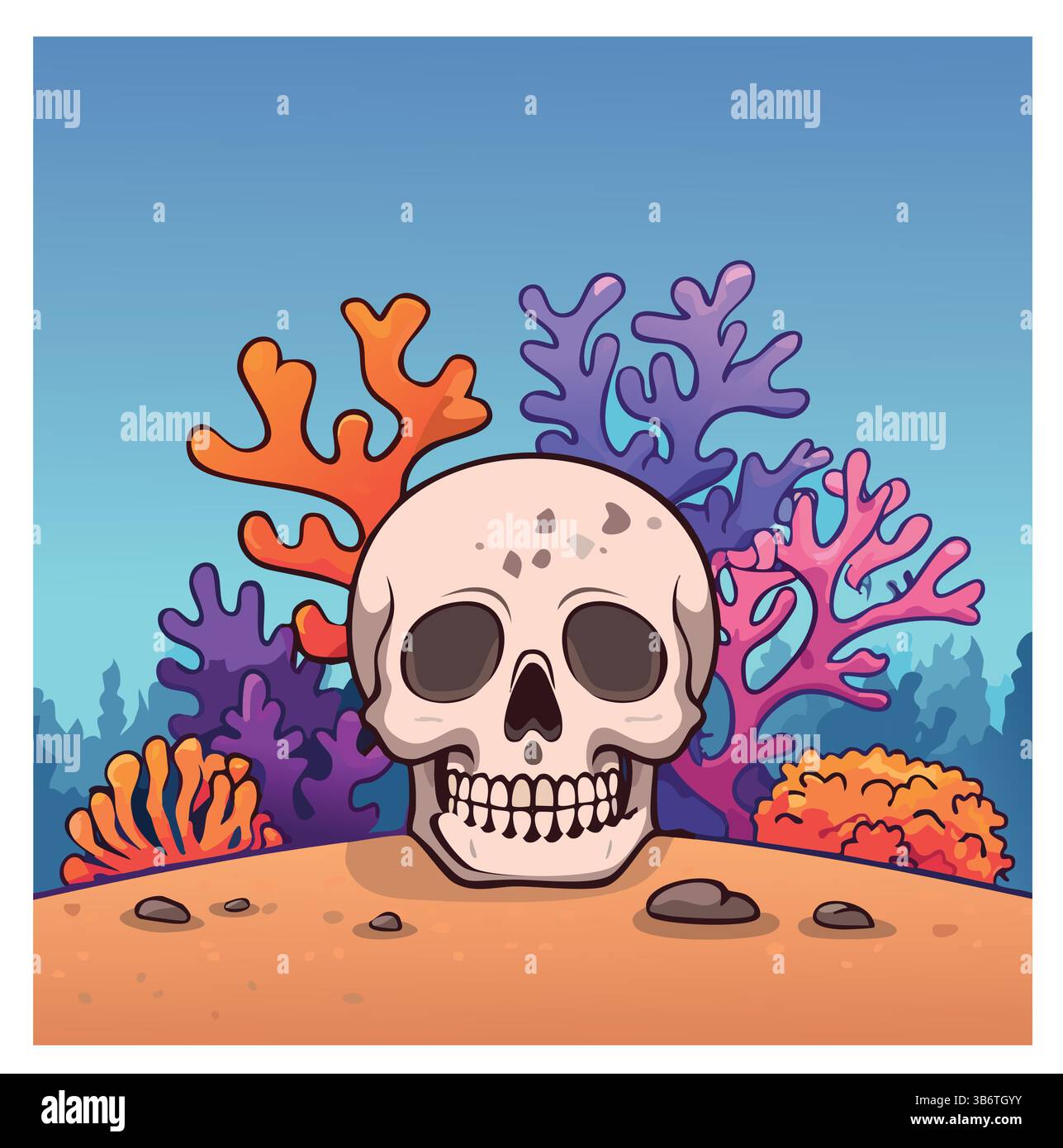skull under the sea illustration Stock Vector Image & Art - Alamy
