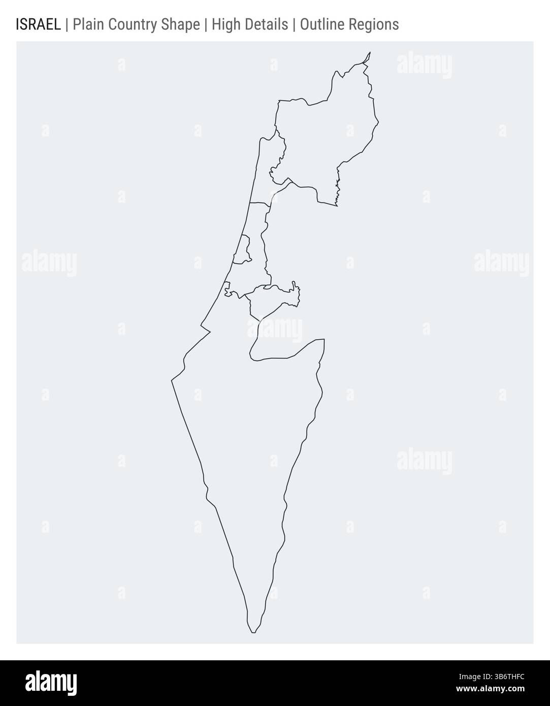 Israel plain country map. High details. Outline regions style. Shape of ...