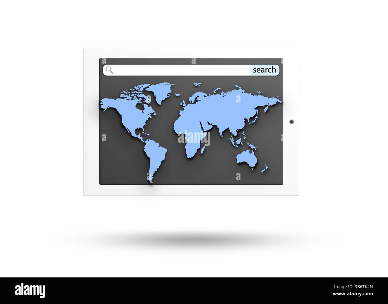 The tablet with world map isolated on the white background. Elements of ...