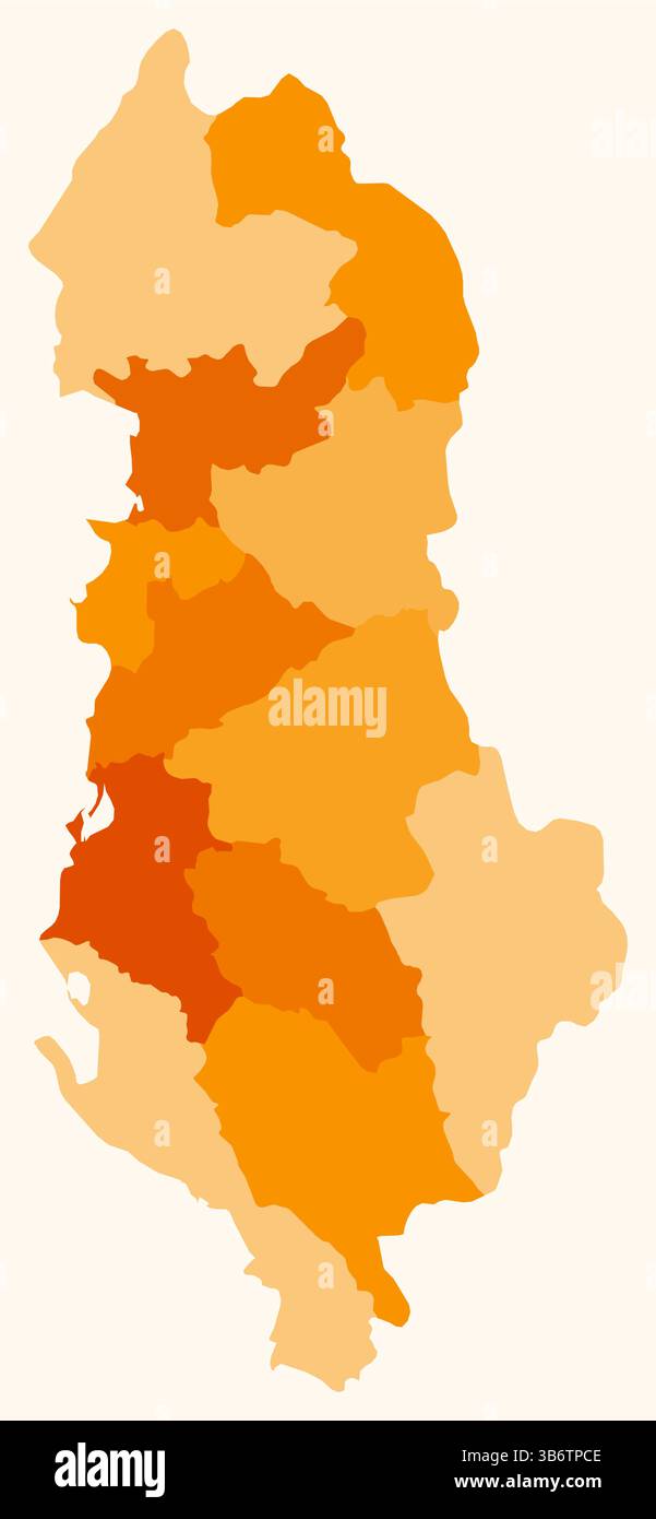 Map of Albania with regions. Just a simple country border map with ...
