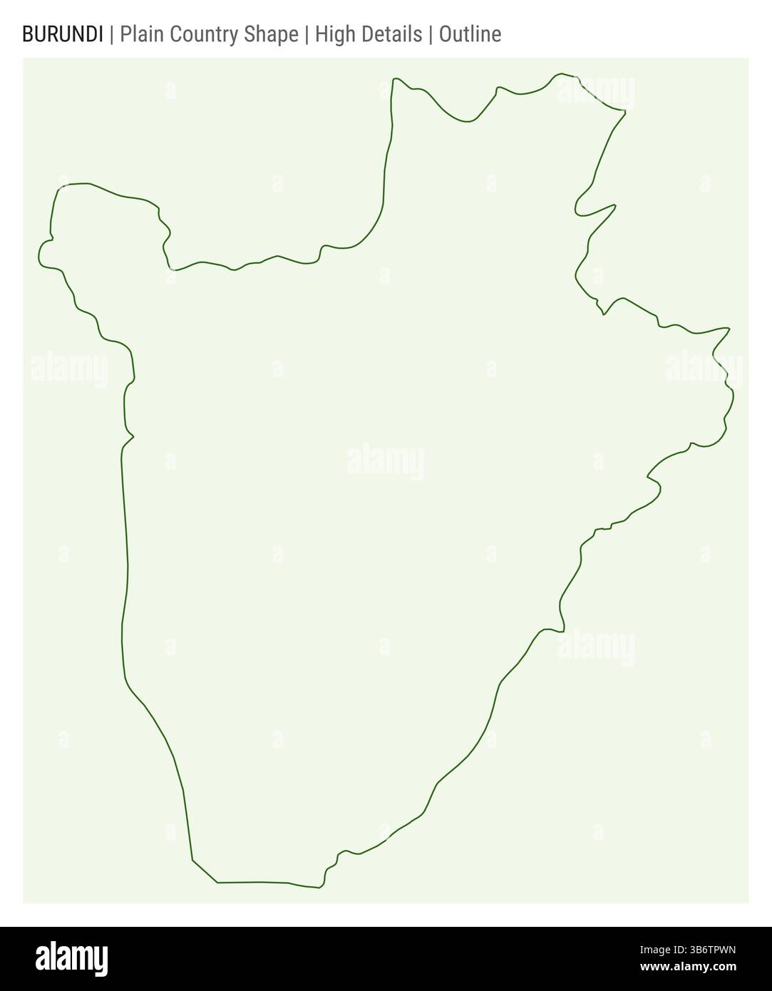 Burundi plain country map. High details. Outline style. Shape of ...