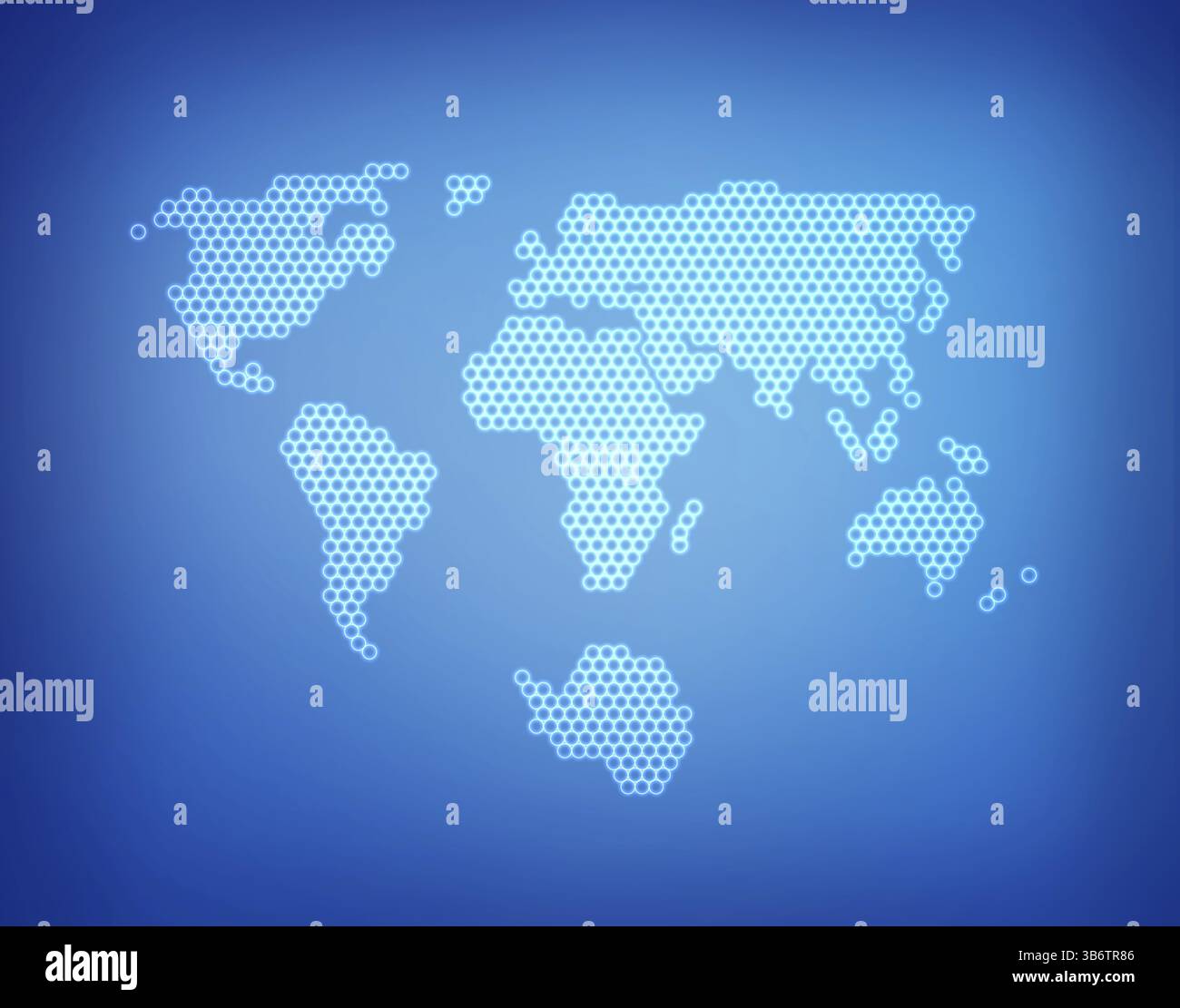 World map in pixels on blue background Stock Photo - Alamy
