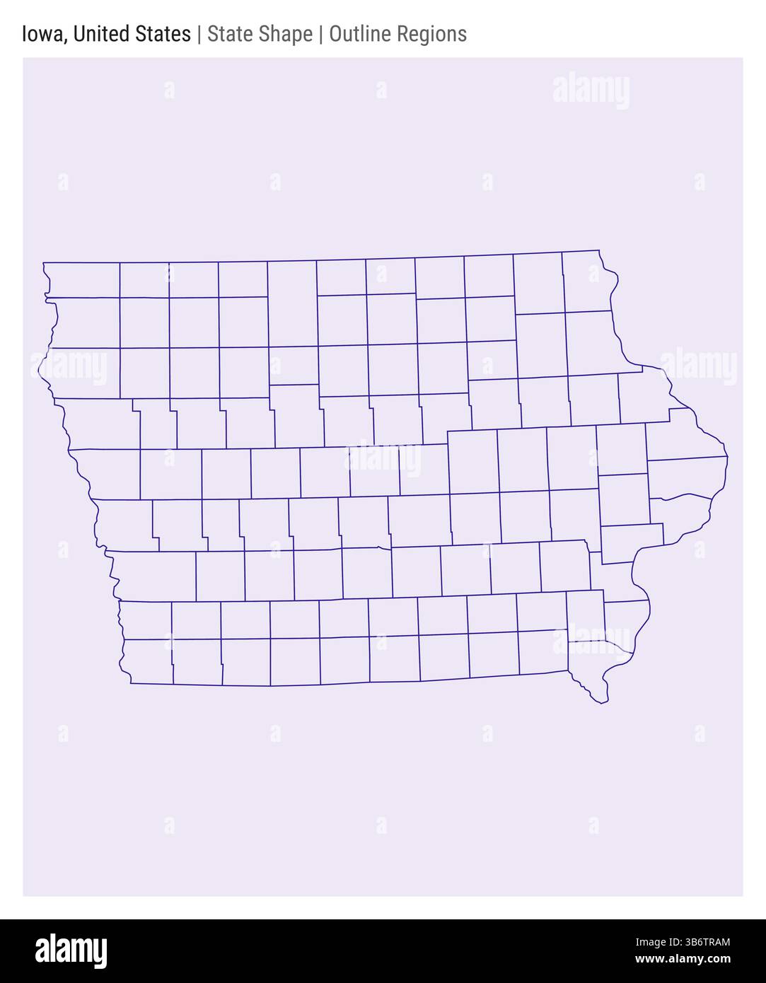 Iowa, United States. Simple vector map. State shape. Outline Regions ...