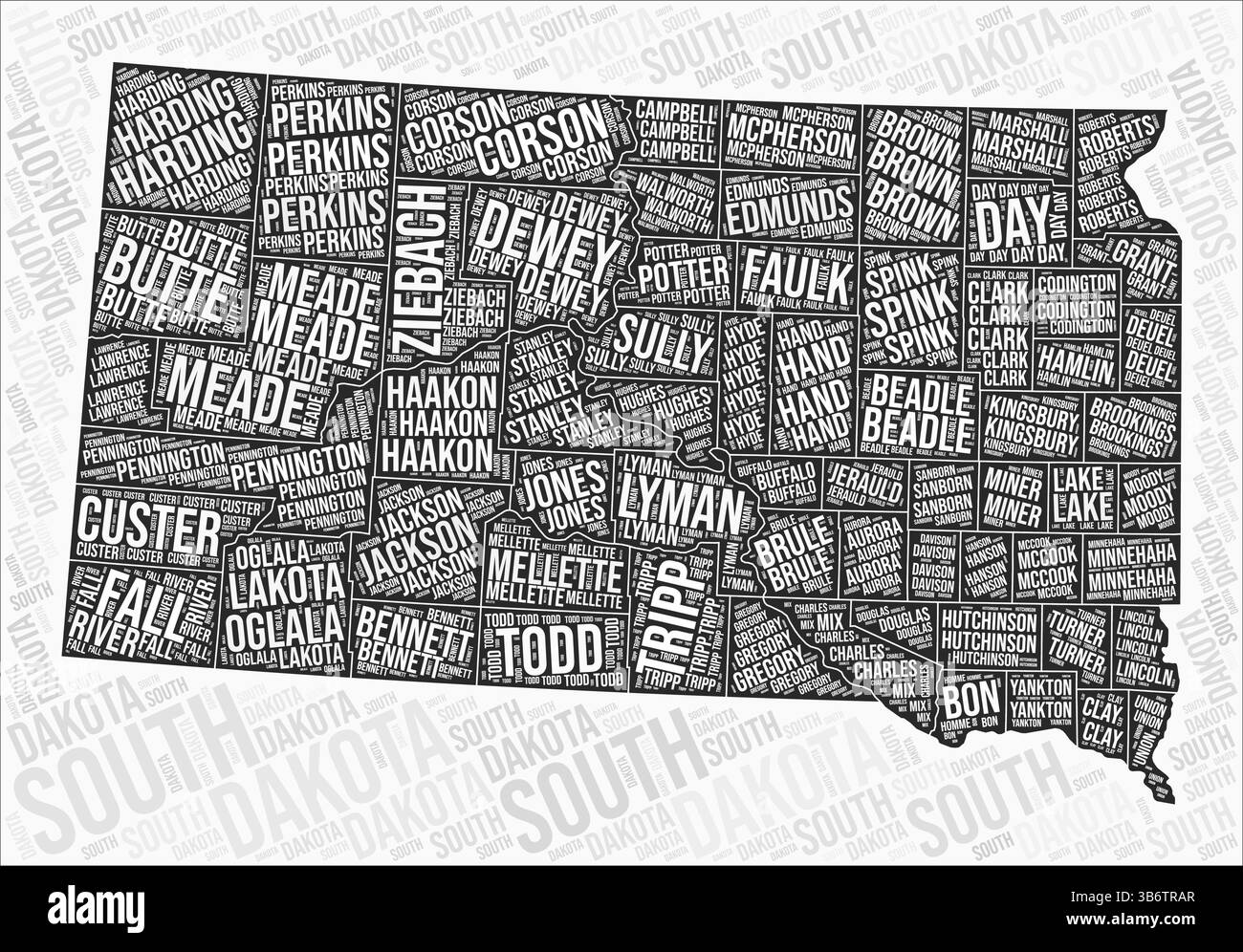 South dakota counties map Black and White Stock Photos & Images - Alamy