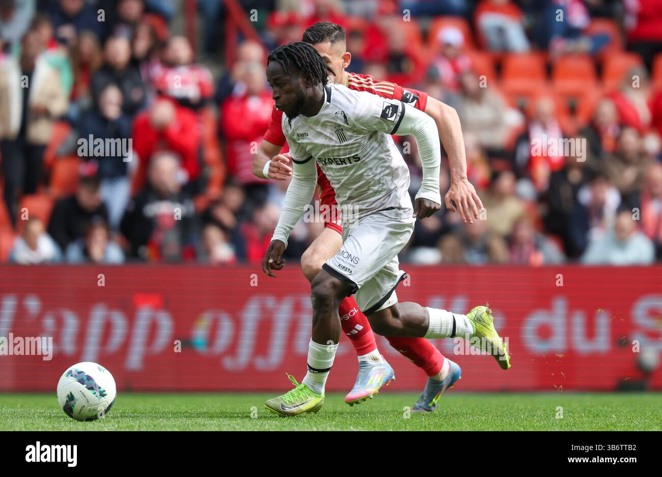 Liege, Belgium. 04th May, 2025. Charleroi's Parfait Guiagon and ...