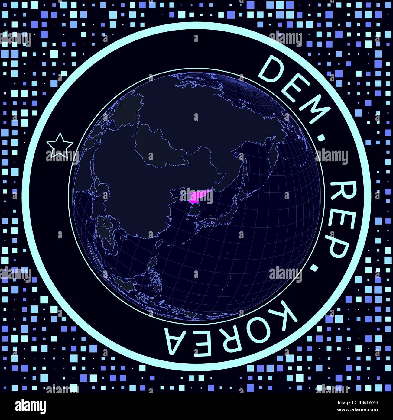 North Korea on globe vector. Futuristic satellite view of the world ...