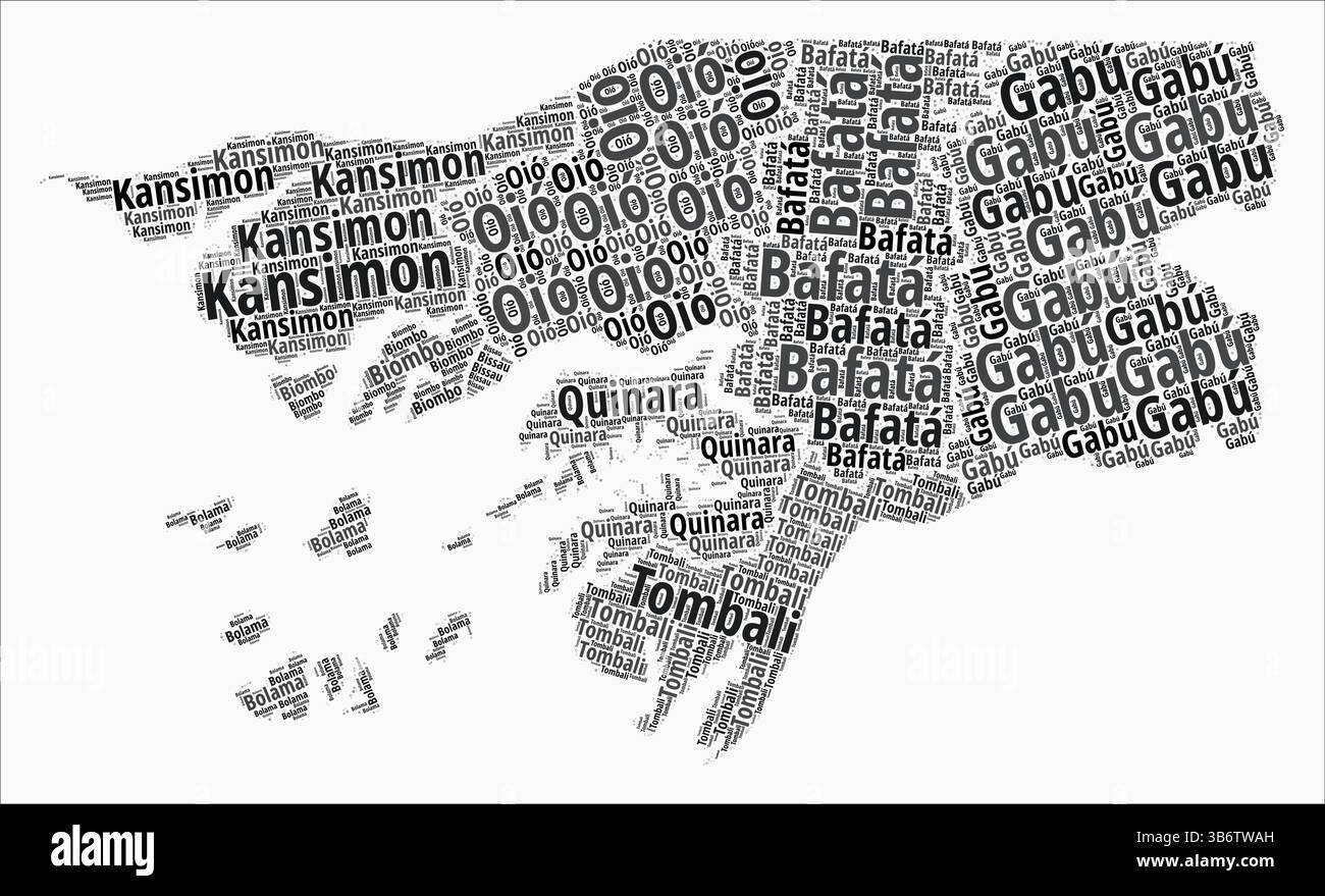 Guinea-Bissau Text Style Regions. Country region names word clouds in ...