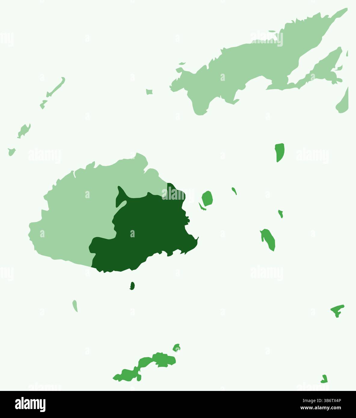 Map of Fiji with regions. Just a simple country border map with region ...