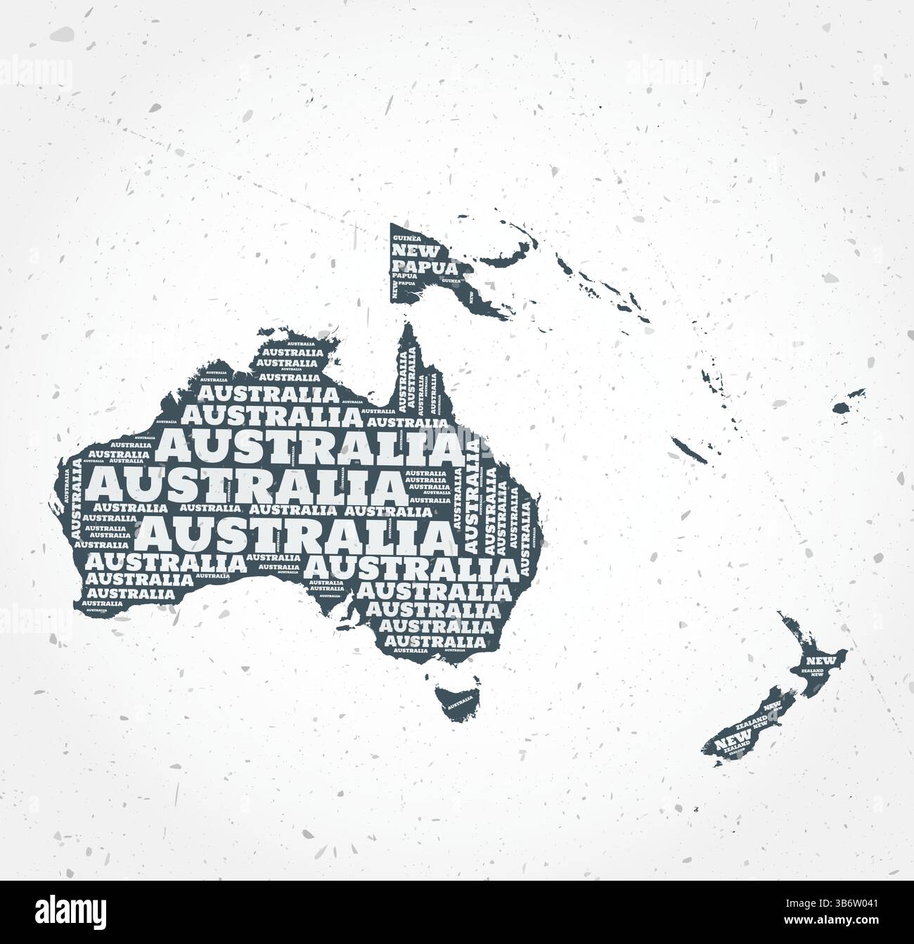 Oceania countries word clouds. Continent shape on textured background. Oceania design in ...