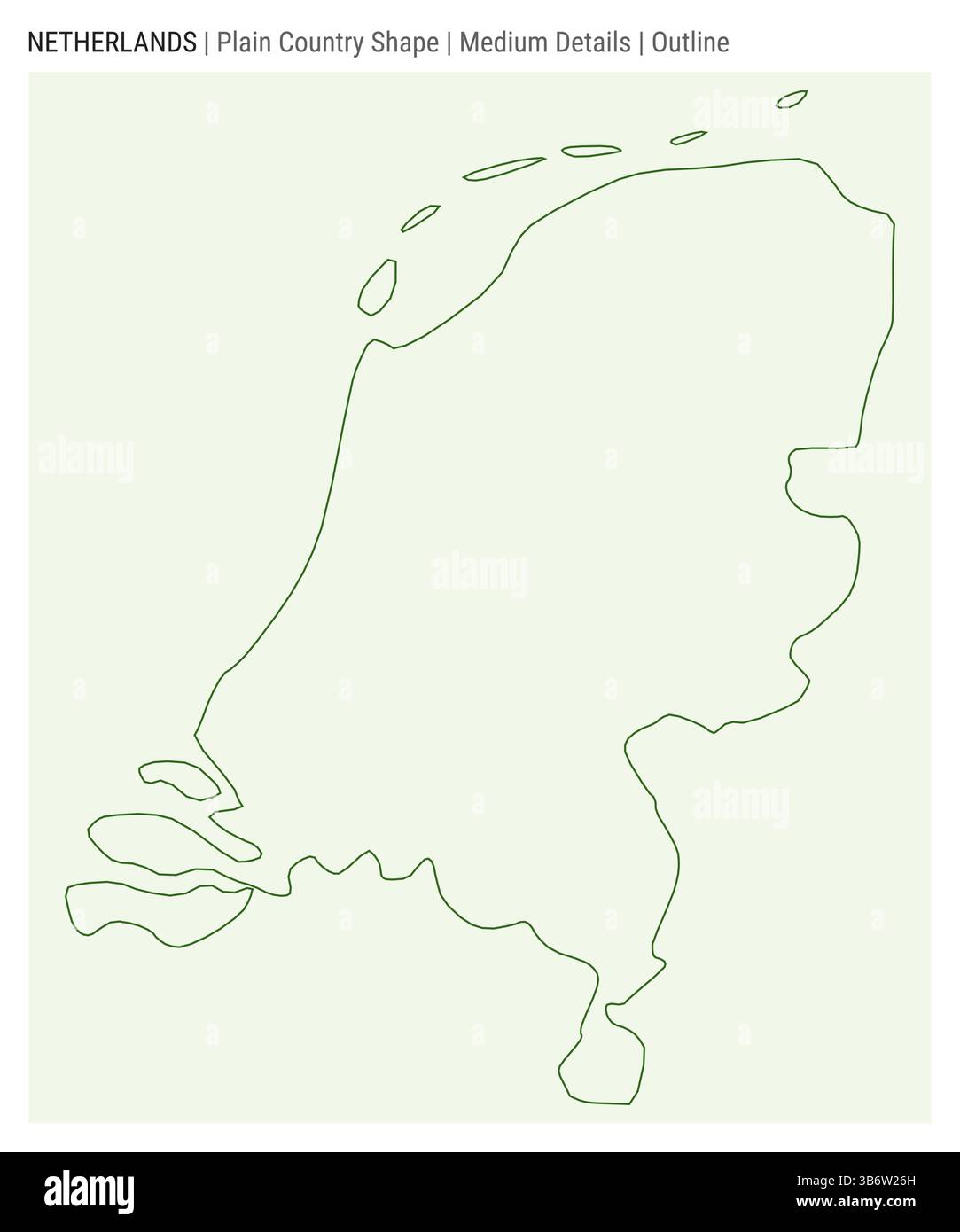 Netherlands plain country map. Medium details. Outline style. Shape of Netherlands. Vector ...