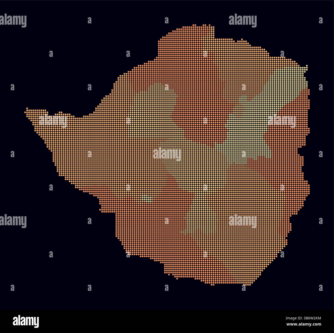 Zimbabwe dotted map. Digital style map of the country on dark ...
