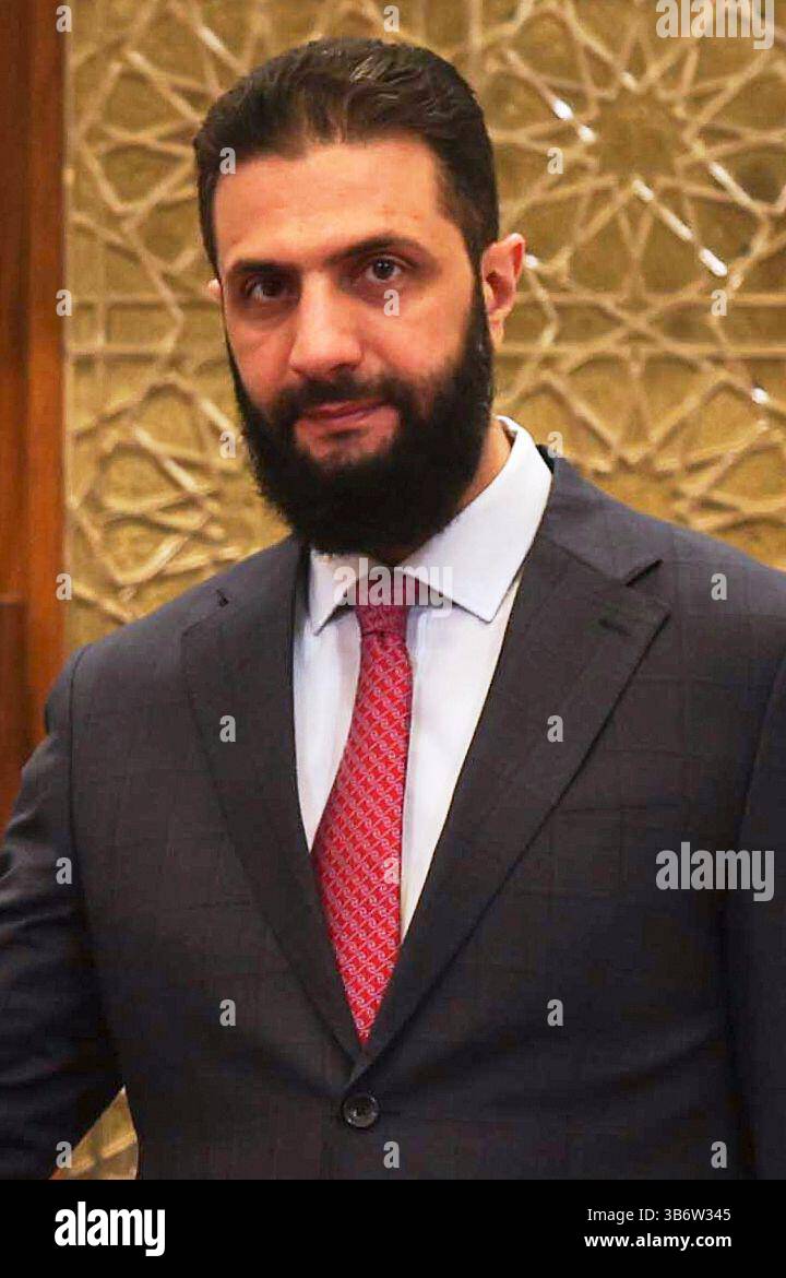 Syrian President Ahmad al-Sharaa attends a meeting with Azerbaijani ...