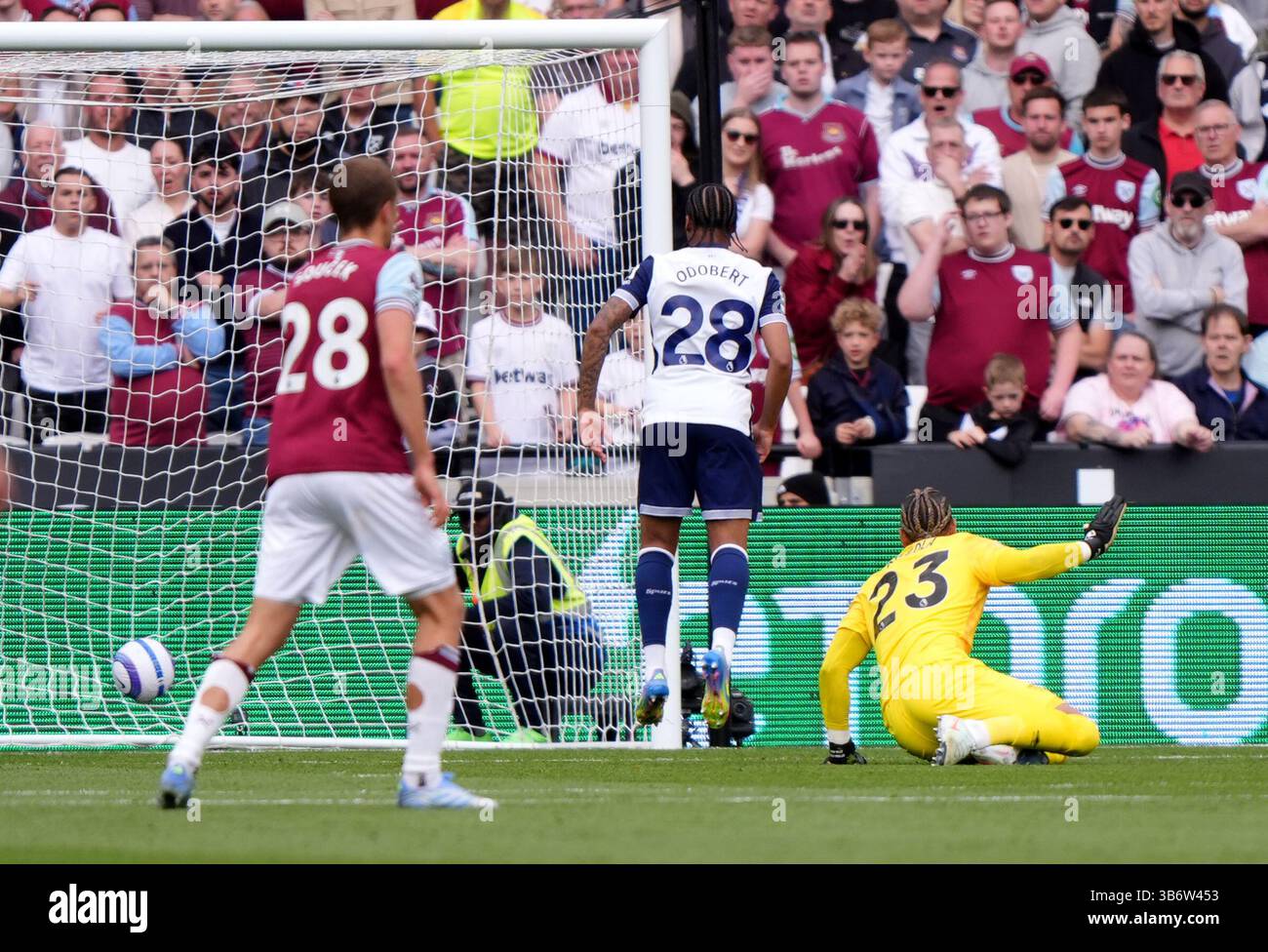 Tottenham Hotspur's Wilson Odobert scores their side's first goal of ...