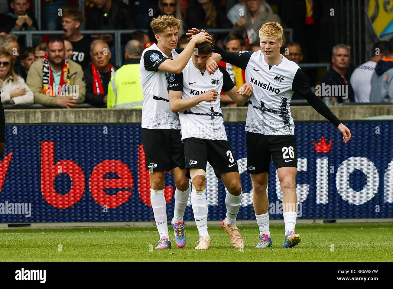 DEVENTER - Wouter Goes of AZ Alkmaar (m) receives congratulations after ...