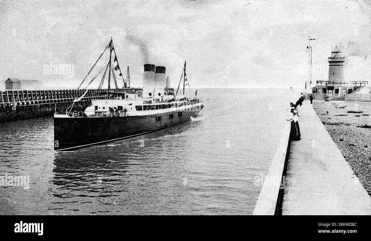 R.M.S. Newhaven, a steam ship entering Newhaven Harbour. Published by ...