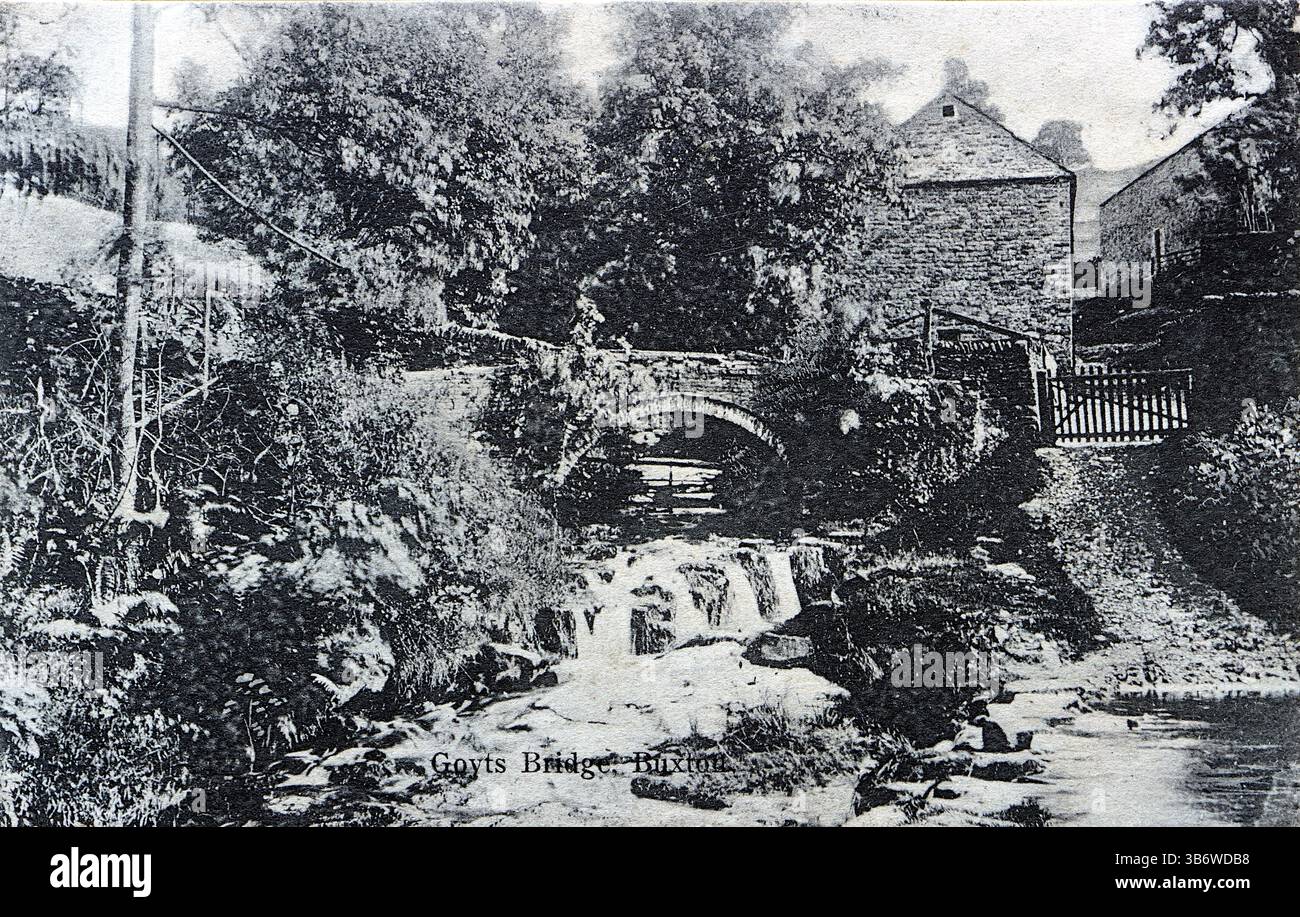 Goyts Bridge, Buxton, England. An arched bridge crossing the River Goyt ...