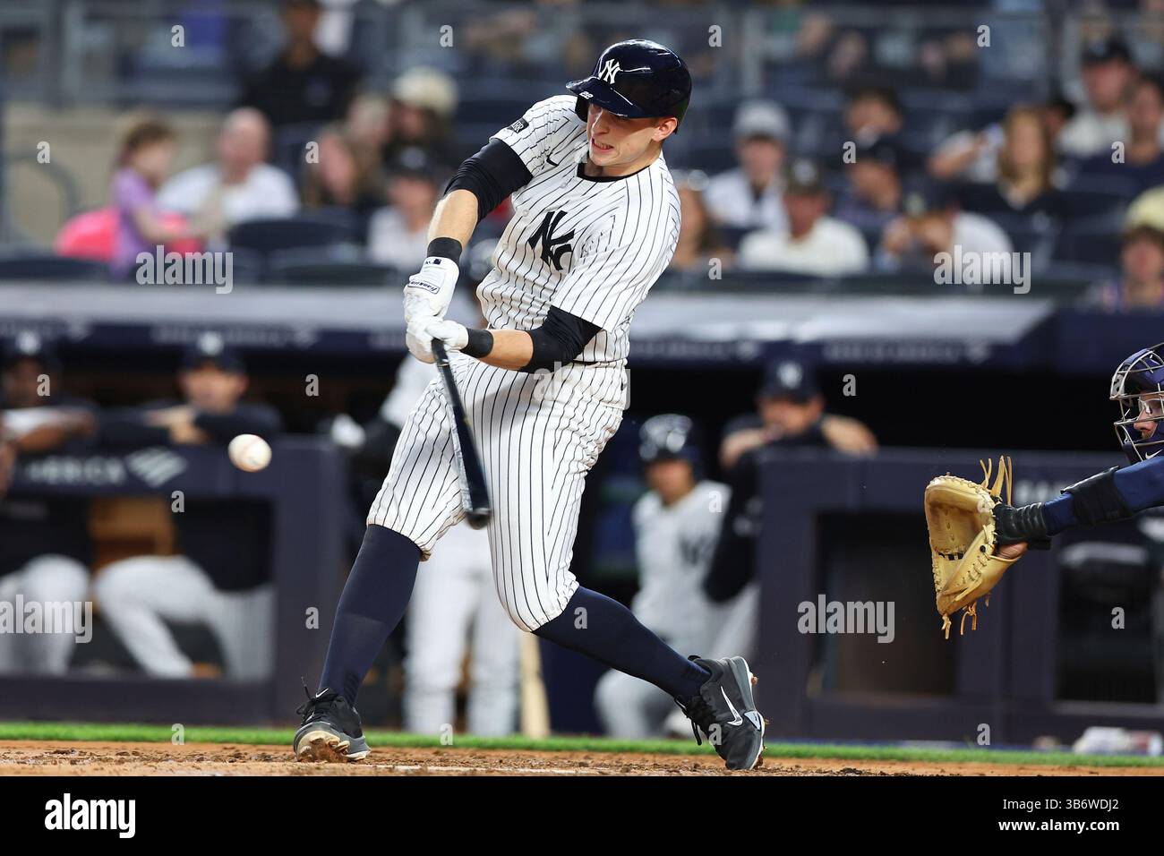 BRONX, NY - MAY 02: Ben Rice #22 of the New York Yankees at bat during ...