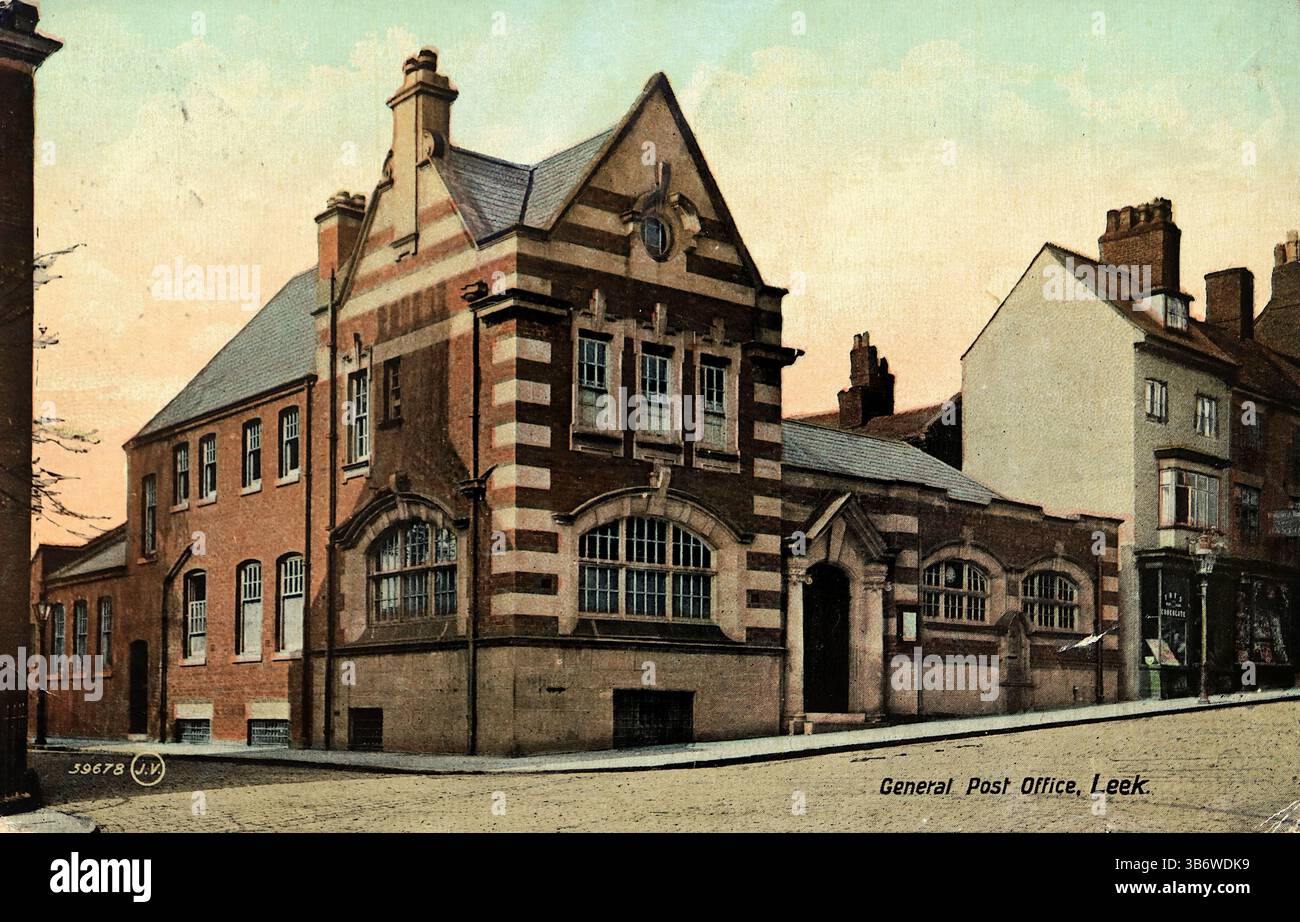 The General Post Office in Leek, Staffordshire, England. A large, brick ...