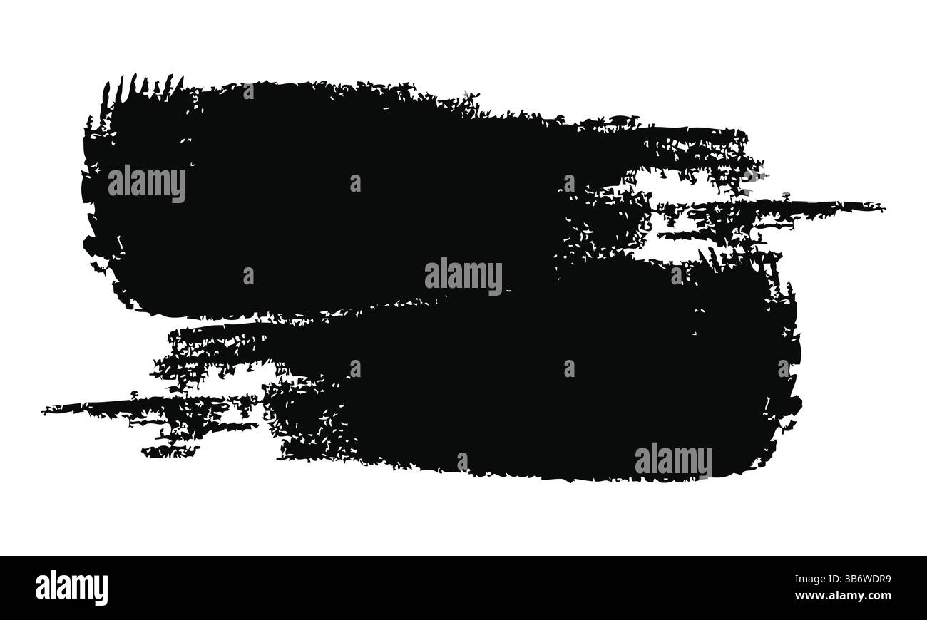 Grunge brush mark or shape in black color, hand-drawn vector element ...