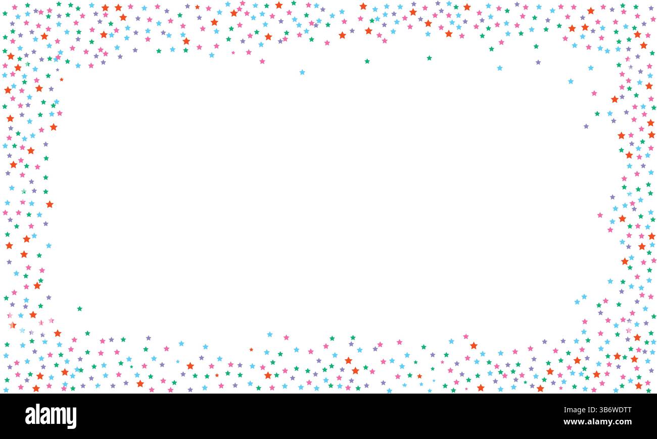 Stars confetti border in colorful festive style – horizontal vector ...