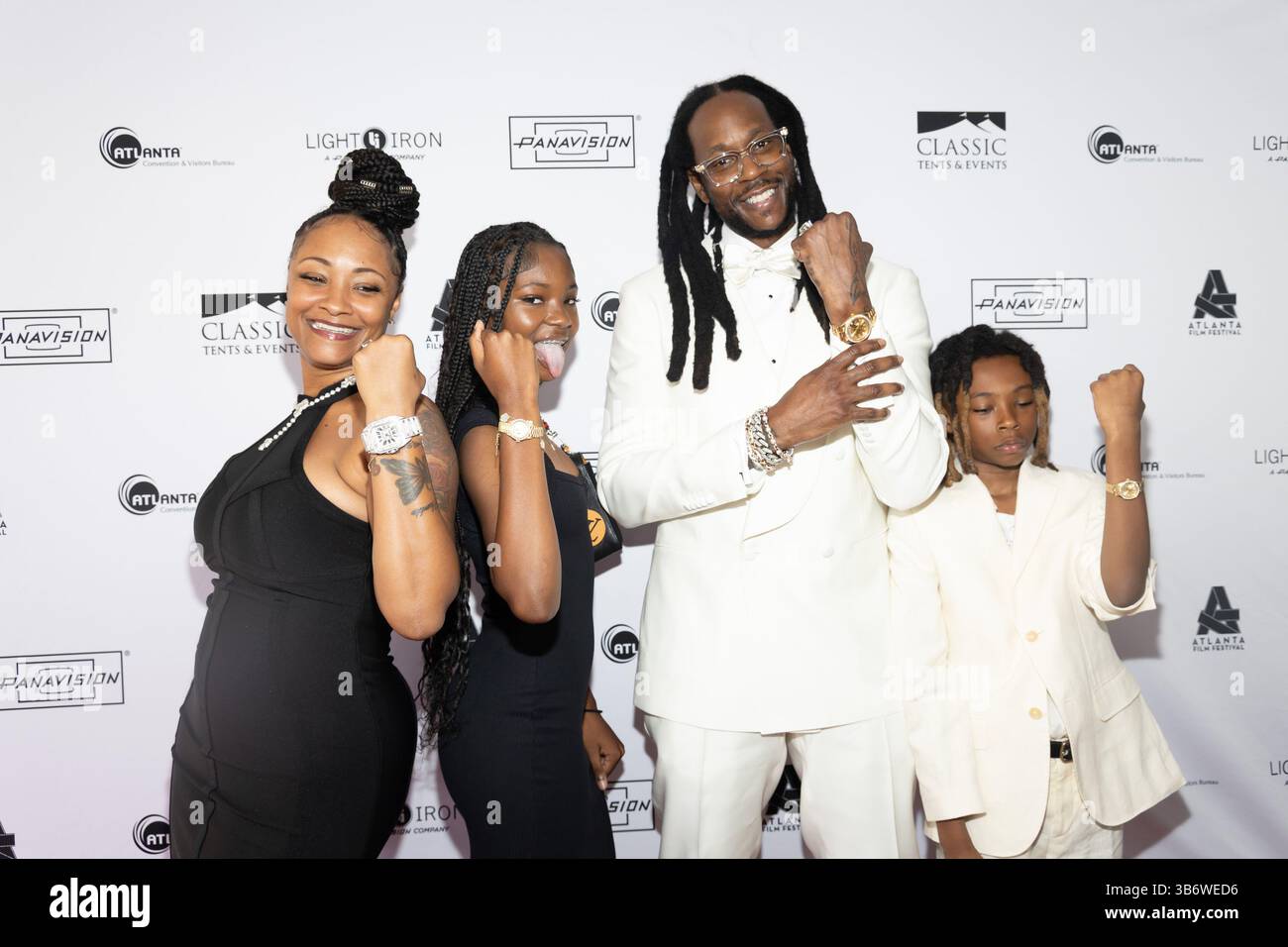 Kesha Ward, Harmony Epps, Tauheed "2 Chainz" Epps, and Halo Epps attend ...