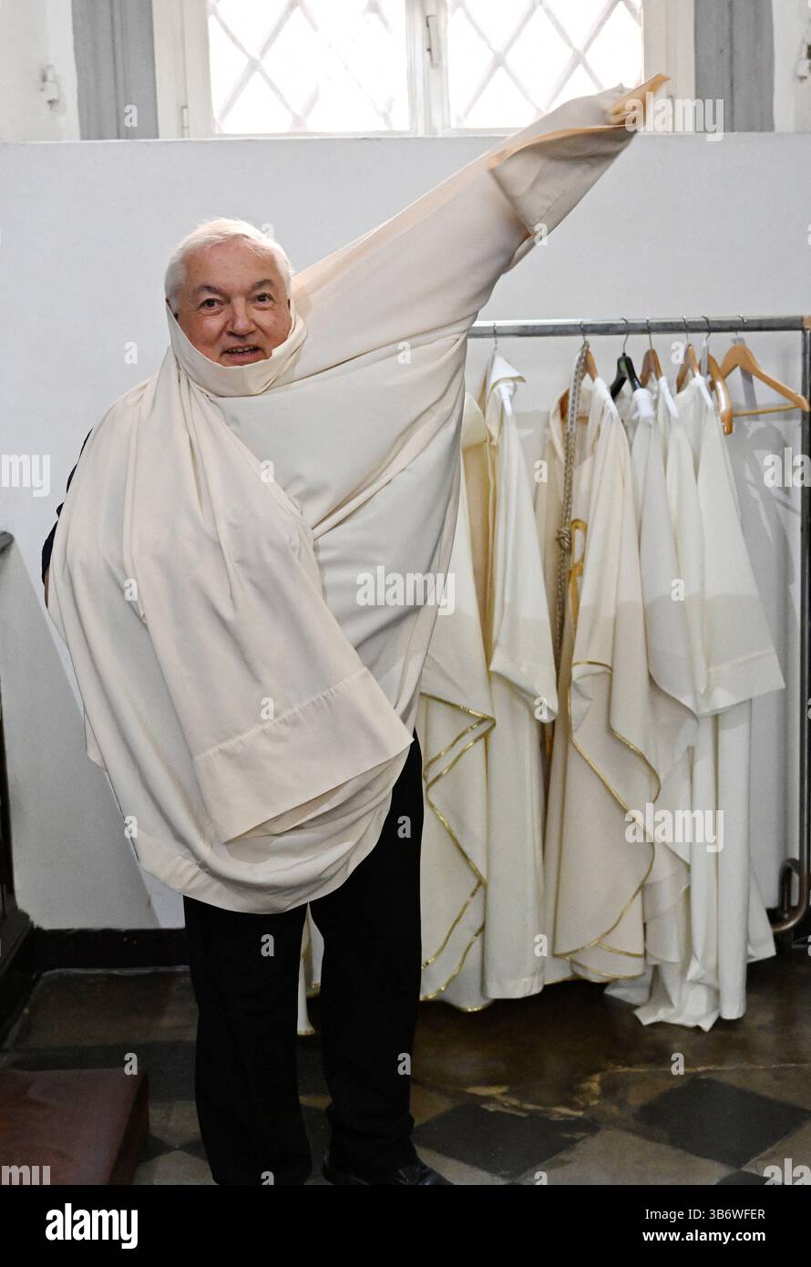 French Cardinal ‘papabile’ Jean-Marc Aveline prepares in the sacristy ...