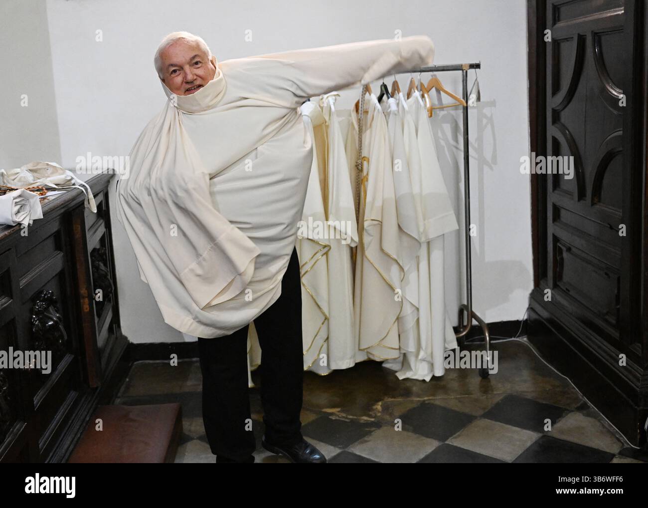 French Cardinal ‘papabile’ Jean-Marc Aveline prepares in the sacristy ...