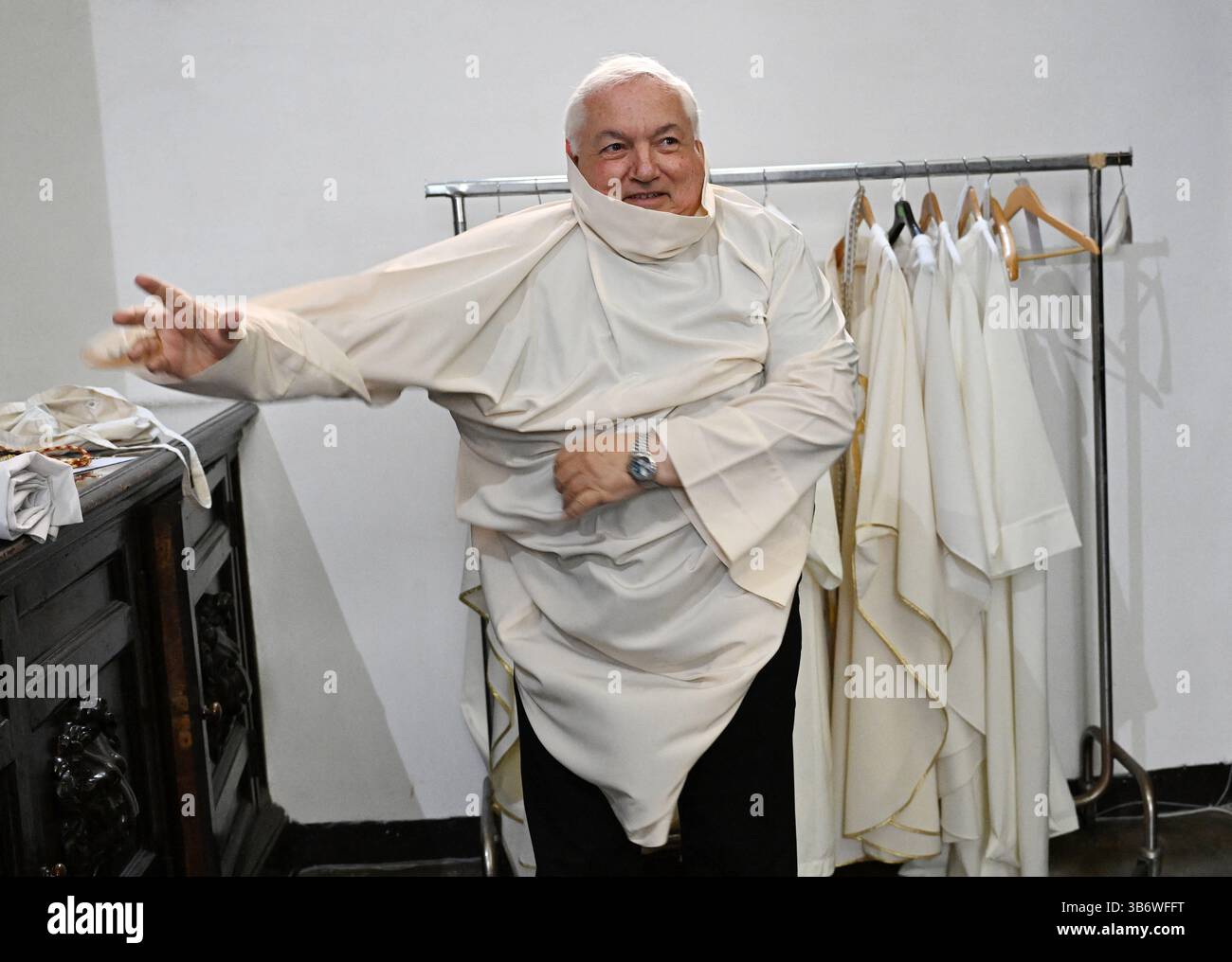 French Cardinal ‘papabile’ Jean-Marc Aveline prepares in the sacristy ...