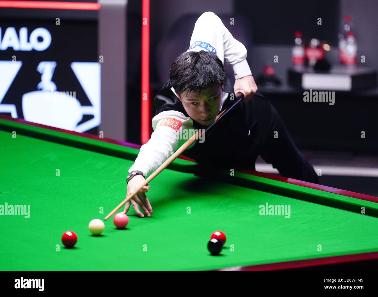 Zhao Xintong during his match with Mark Williams on day sixteen of the ...