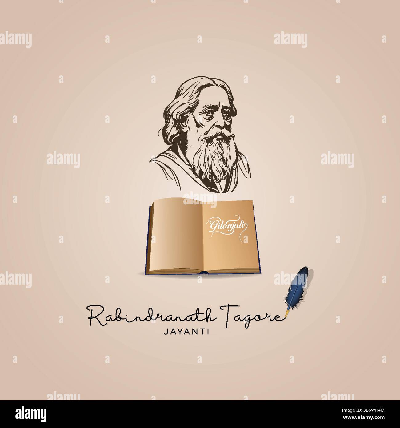 Rabindra Jayanti | Rabindranath Tagore | Open book displaying ...