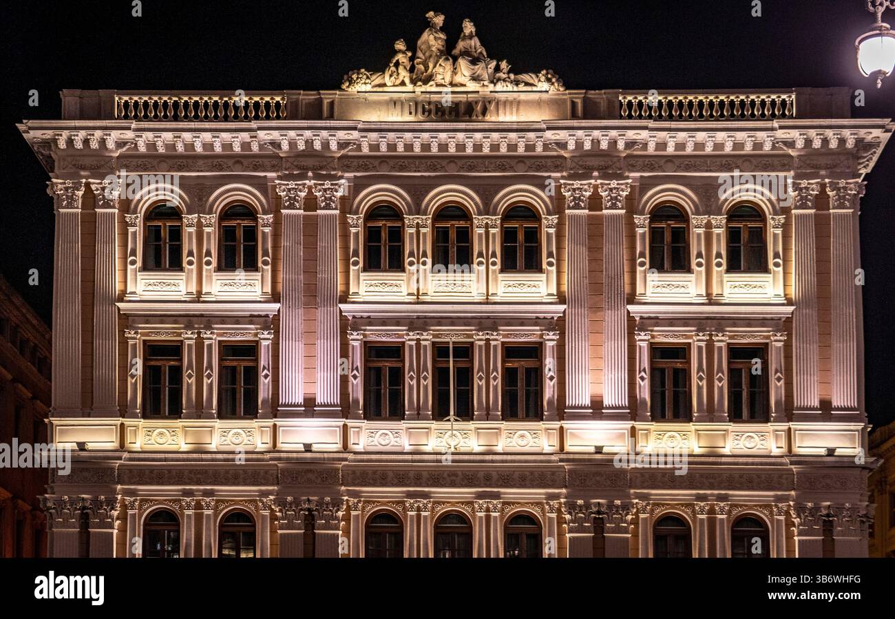 A beautifully illuminated historic building at night, showcasing ...