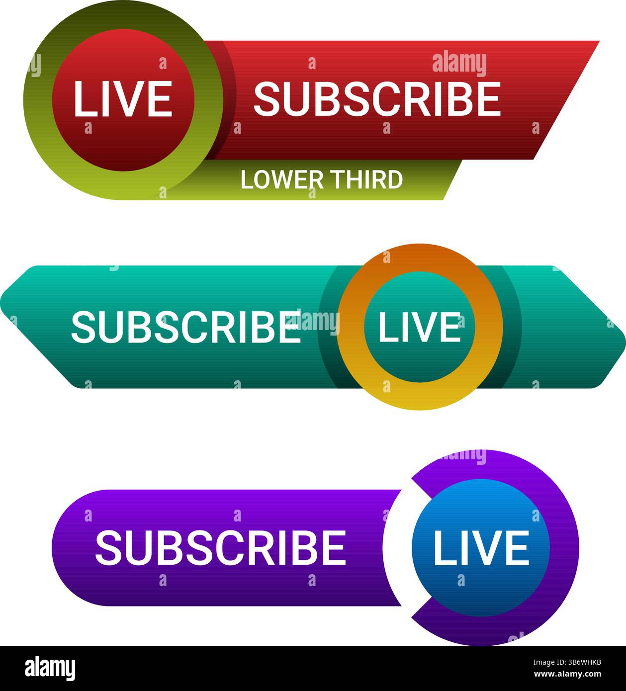 A set of 3 editable lower third vector designs for social media live ...