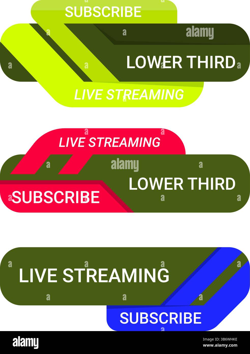 A set of 3 editable lower third vector designs for social media live ...