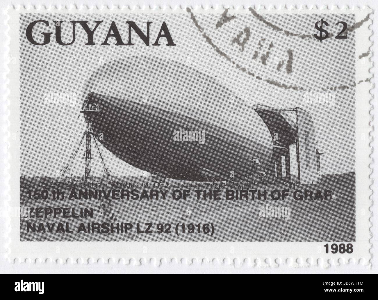 GUYANA - 1989 January 26: 2 dollar black postage stamp depicting Naval ...