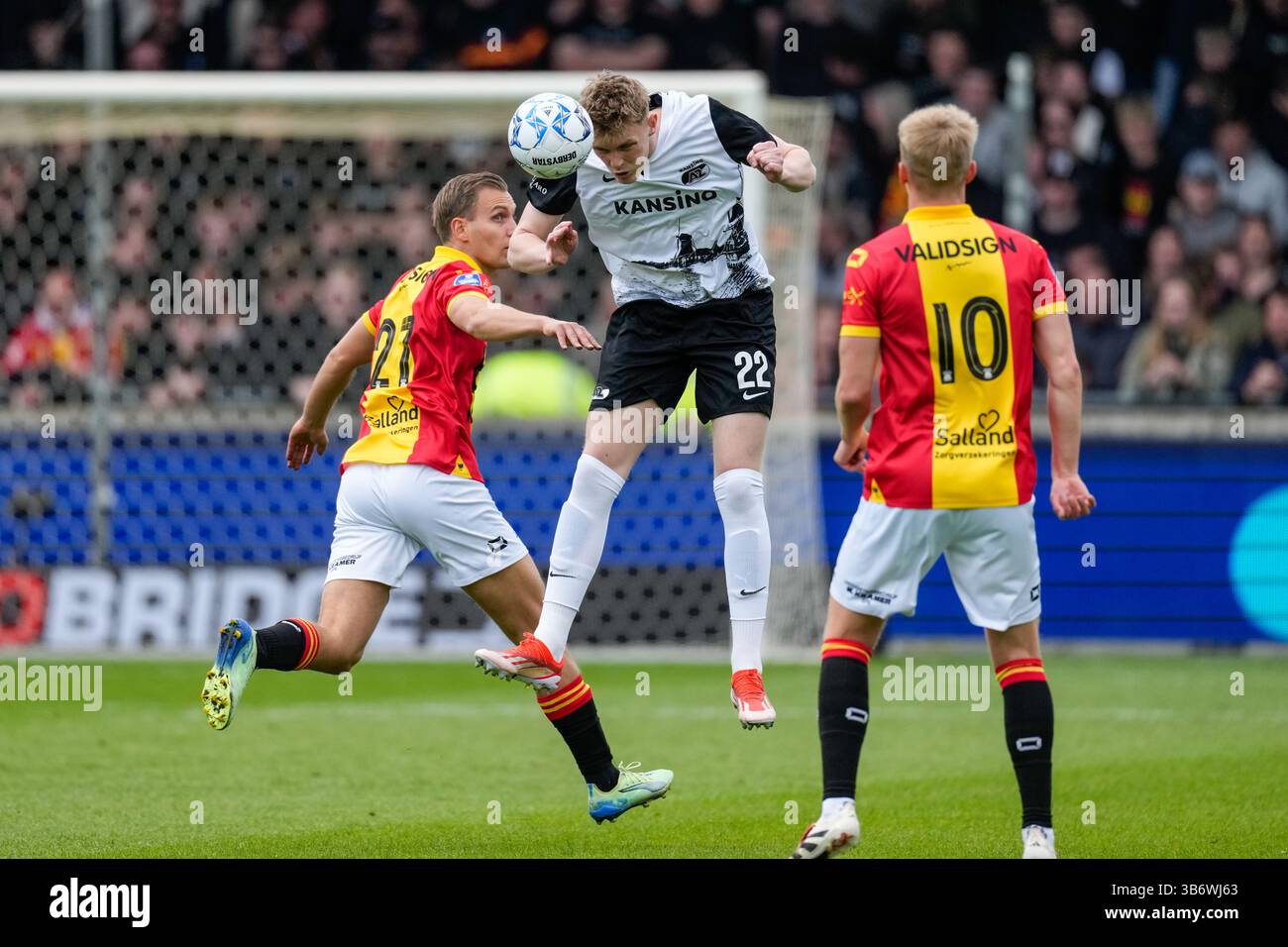 DEVENTER, NETHERLANDS - MAY 4: Maxim Dekker of AZ battles for ...
