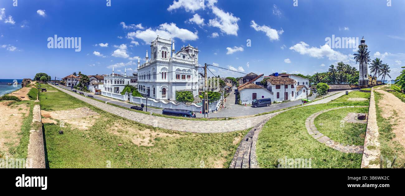 Panoramic view of Galle Fort with Meera Mosque, lighthouse and colonial ...