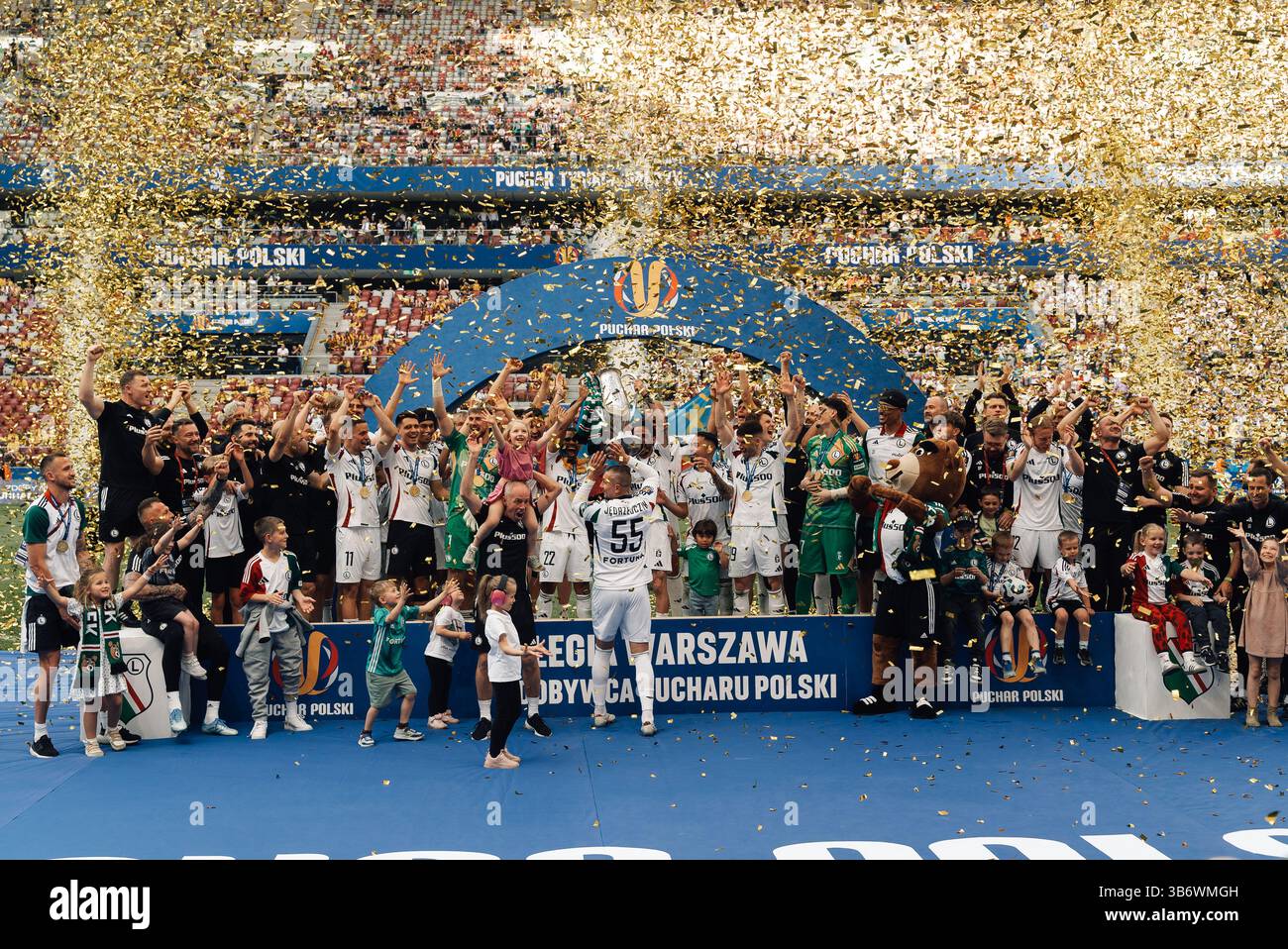 Legia Warszawa players celebrate their victory following the Polish Cup ...