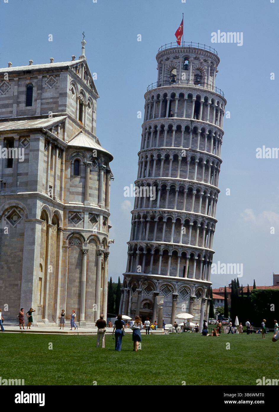 Visitors climbing the Leaning Tower of Pisa, Italy, in 1975, when ...