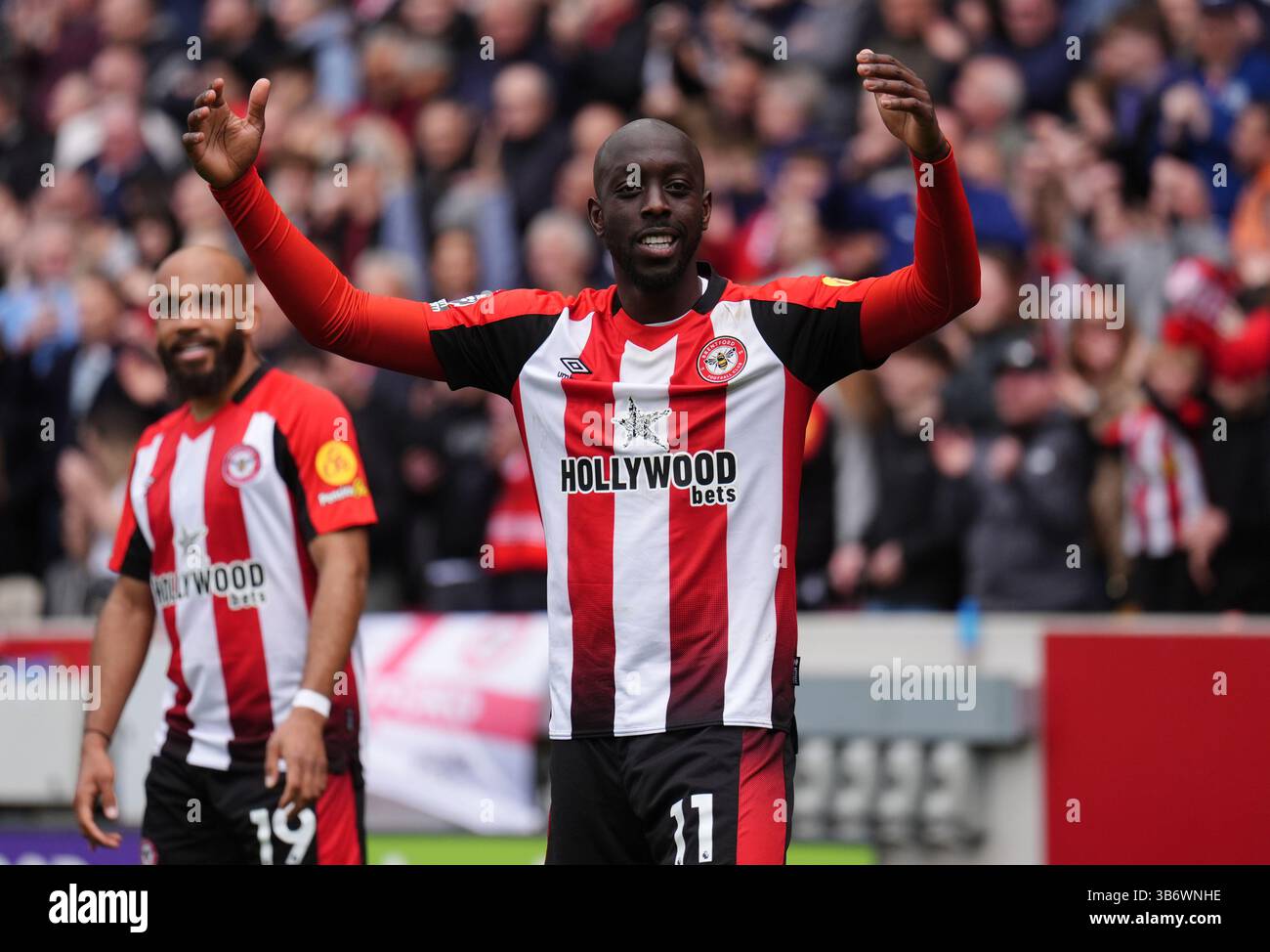 Brentford's Yoane Wissa celebrates after scoring their side's fourth ...