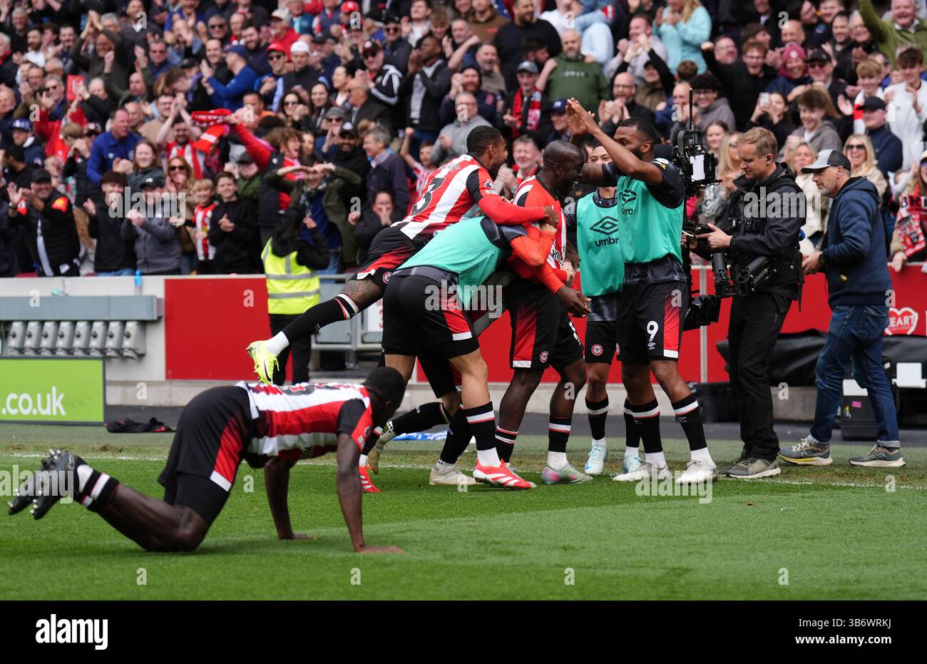 Brentford's Yoane Wissa celebrates scoring their side's fourth goal of ...