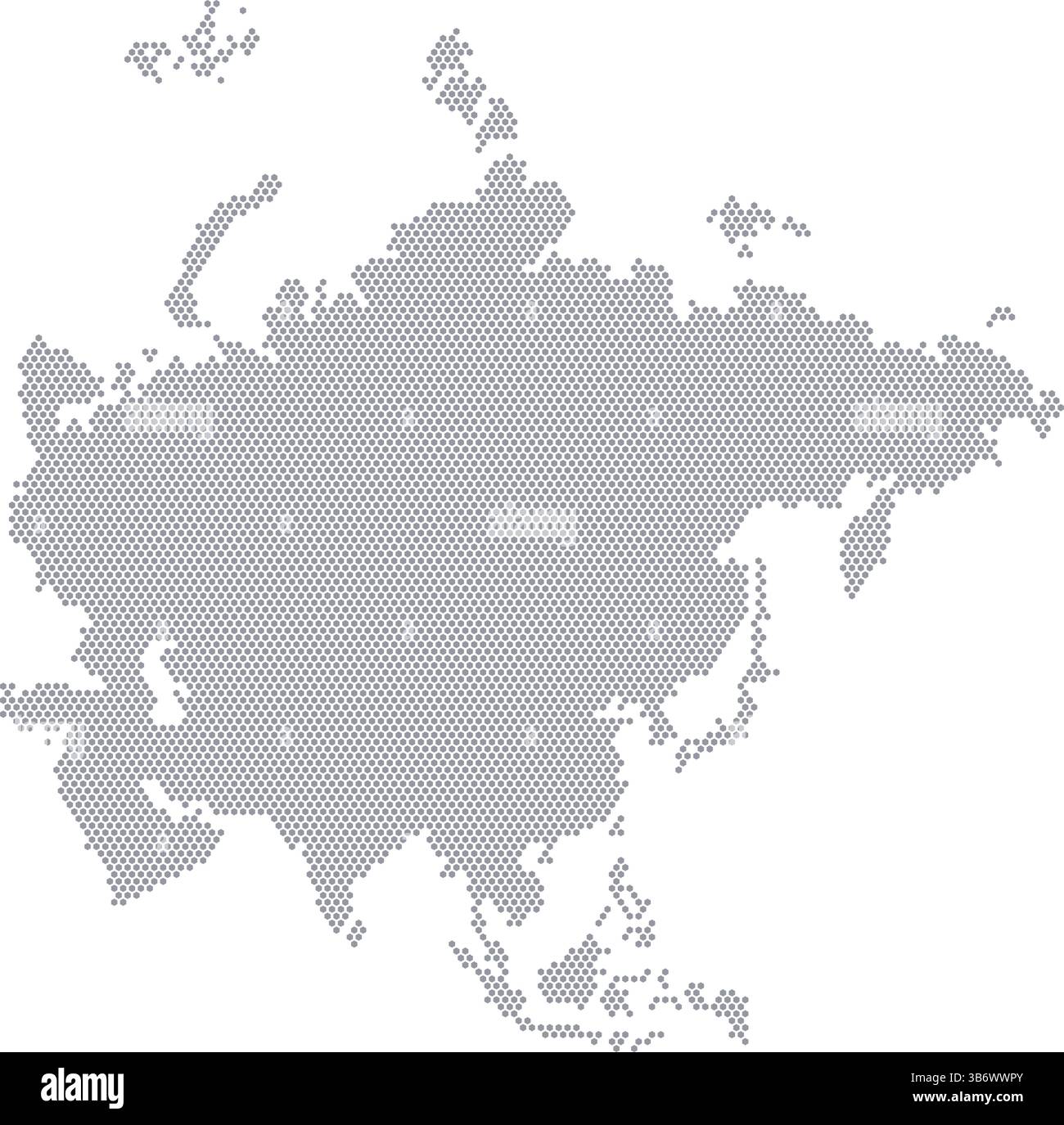 Stylized map of the continent Asia consisting of hexagons. A map of the ...
