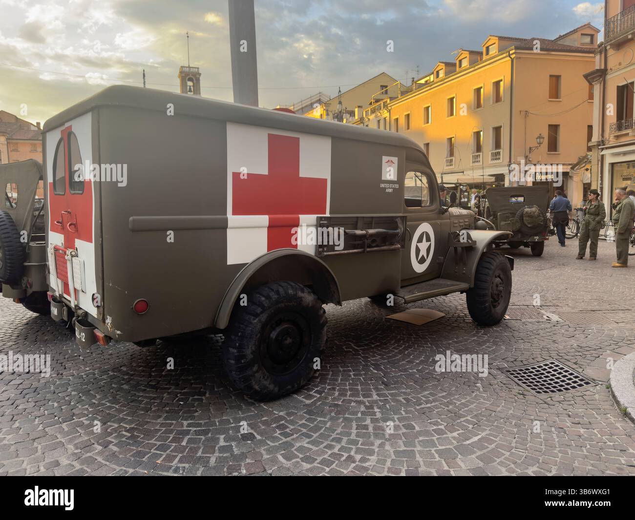 Rome, italy 4 may 2025: restored world war ii ambulance vehicle stands ...