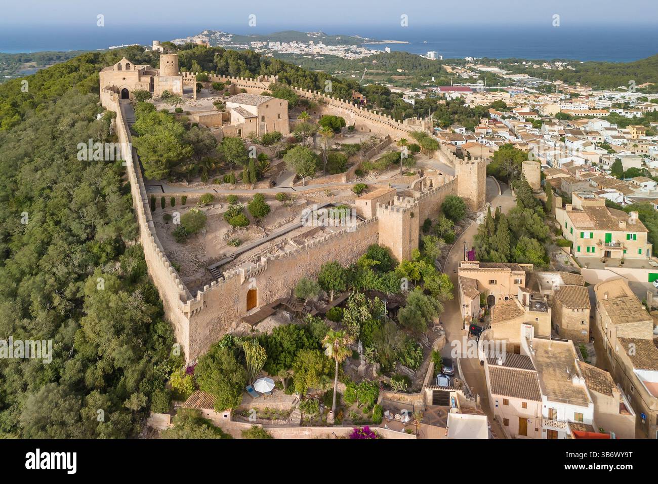 Aerial view of the medieval Castle of Capdepera in Mallorca, Spain ...