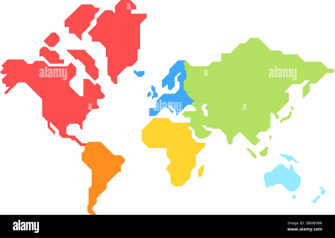 Simplified vector illustration of world map with continents. World map ...