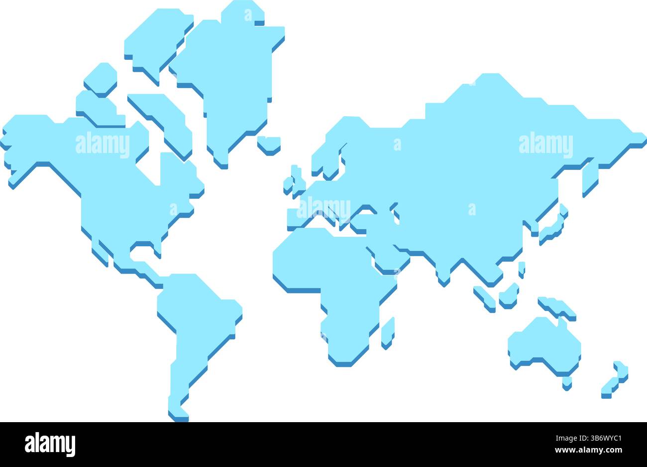 Simplified vector illustration of isometric world map. World map in ...