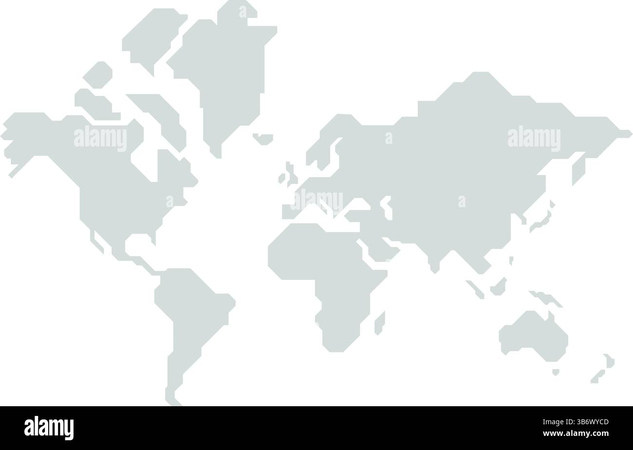 Simplified vector illustration of world map in gray color. World map in ...