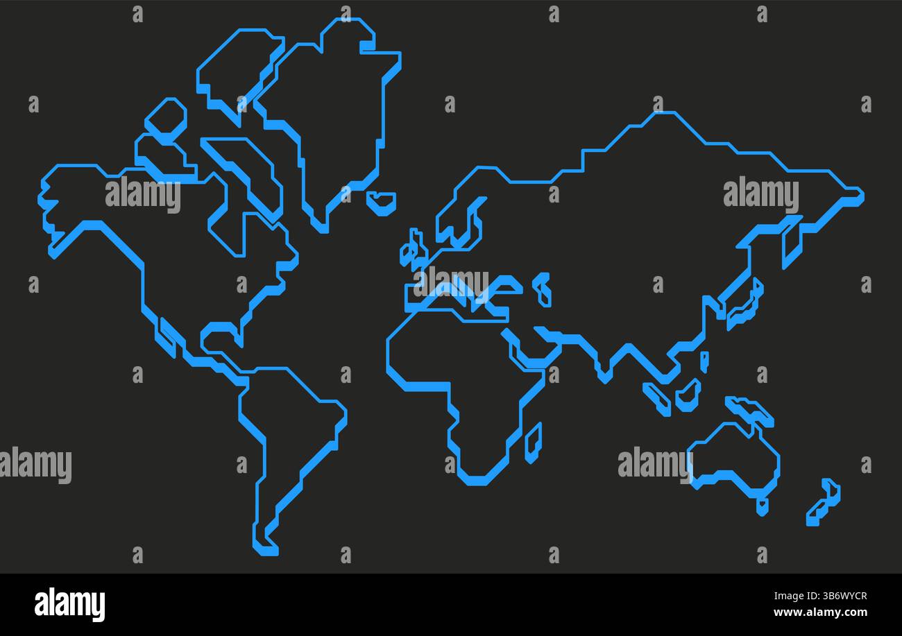 Isometric World map vector illustration for dark background. World map ...