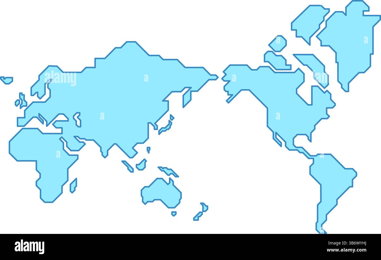 Simplified vector illustration of world map in blue color. World map in ...