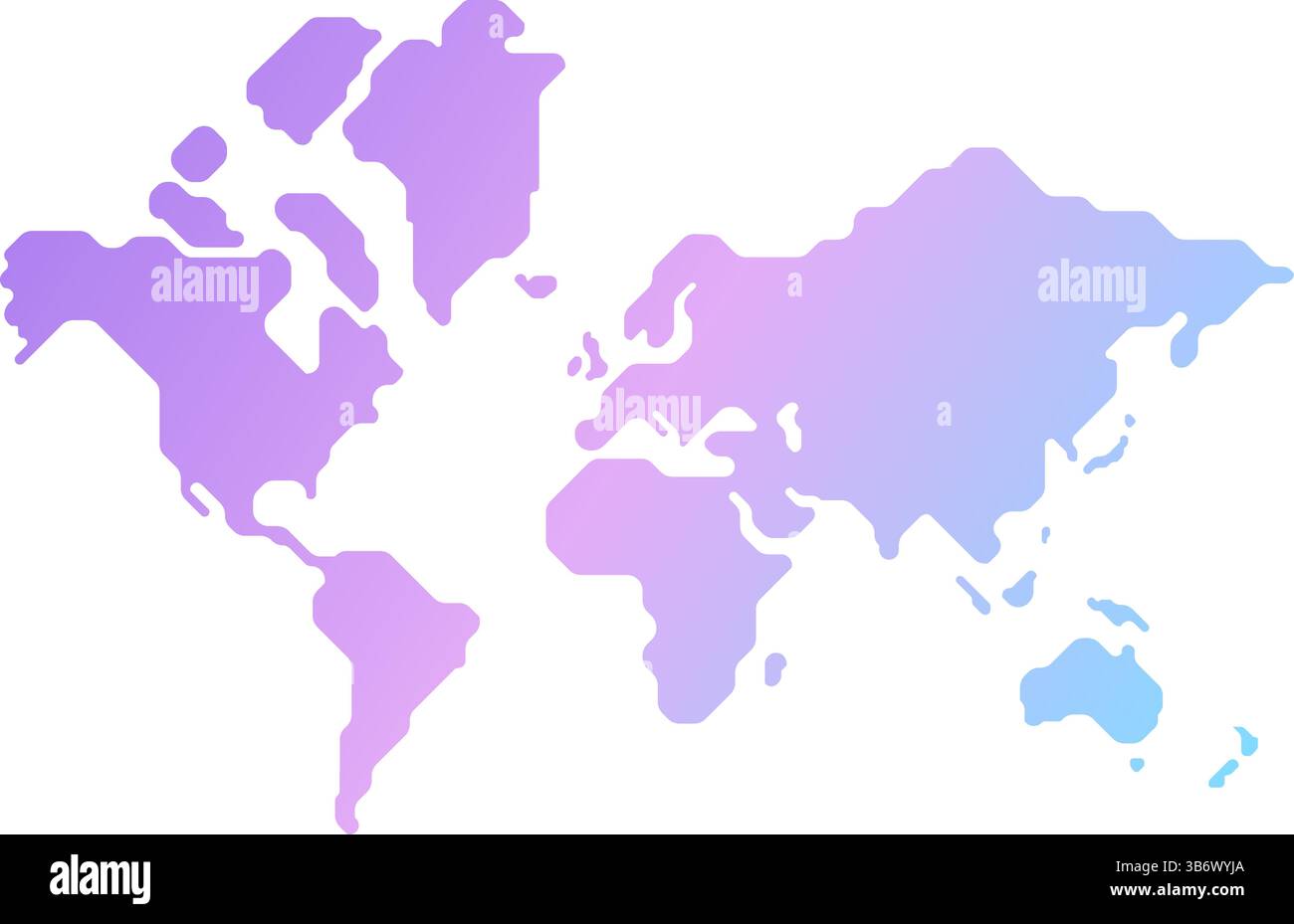 Simplified vector gradient world map illustration. World map in modern ...